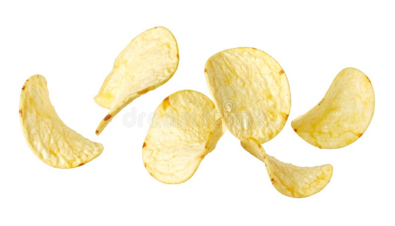 Multiple Crispy Potato Chips Falling Transparent Background Stock ...