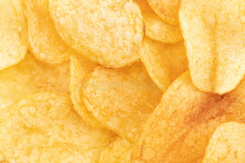 Crispy Potato Chips Snack Texture Background, Top View Stock Photo ...