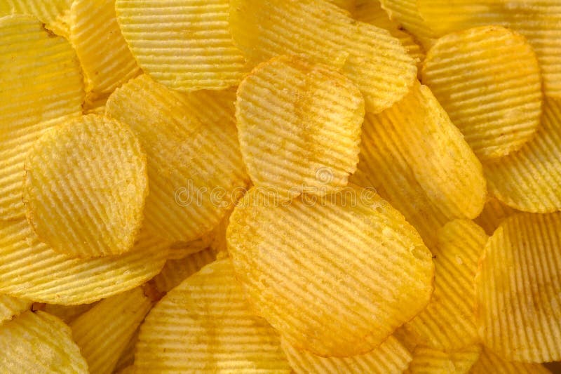 Crispy Potato Chips Snack Texture Background Top View Stock Image ...