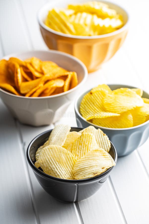 Crispy Potato Chips with Various Taste Stock Image - Image of fattening ...