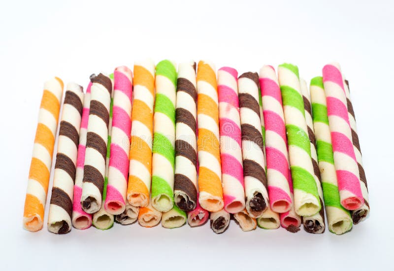 Crispy Rainbow Snack Roll with Mix Flavour Stock Image - Image of ...