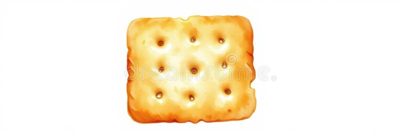 Crispy Rectangular Cracker with Distinctive Holes on a White Background ...