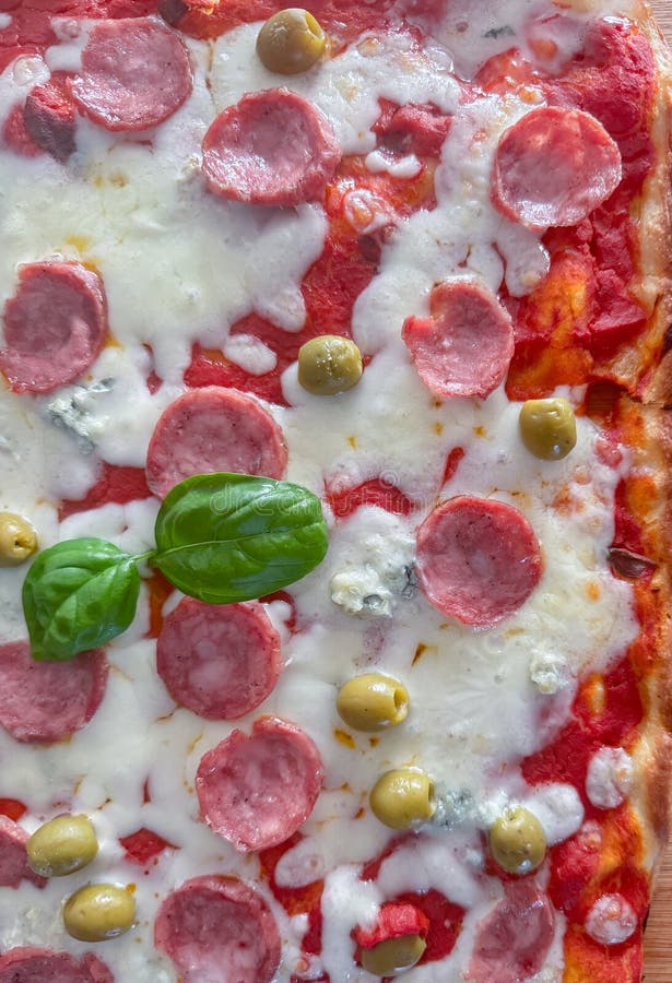 Crispy Rectangular Pizza with Melted Cheese Stock Image - Image of ...