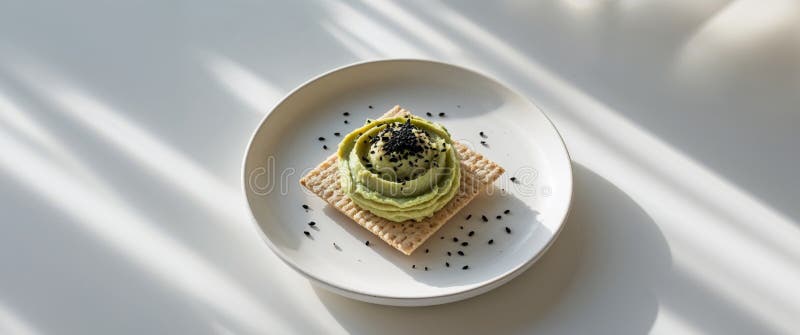 Crispy Rice Cracker Topped with Creamy Avocado Mash and Black Sesame ...