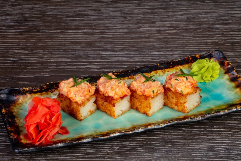 Crispy rice roll stock image. Image of menu, stick, green - 123801201