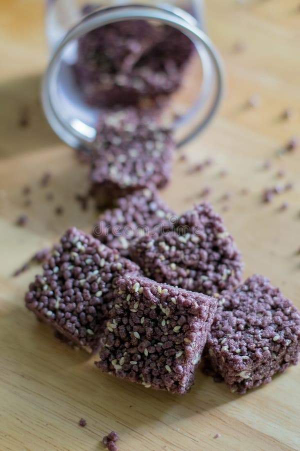 Crispy riceberry snack stock image. Image of wooden - 141239637