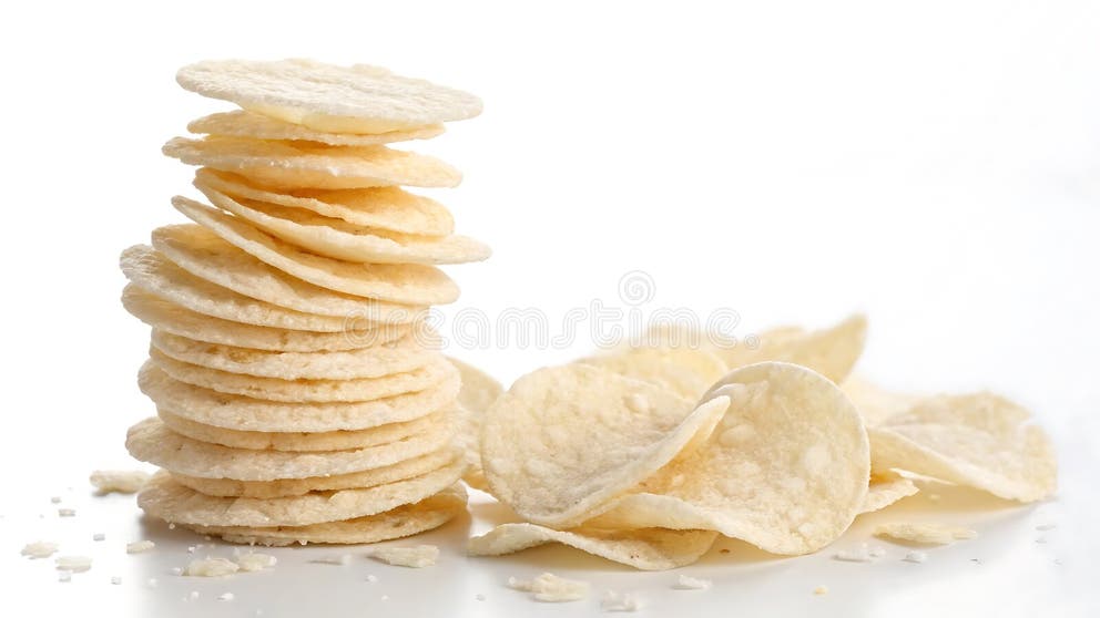 Crispy Round Airy Rice Chips for a Light Snack Experience Stock Image ...