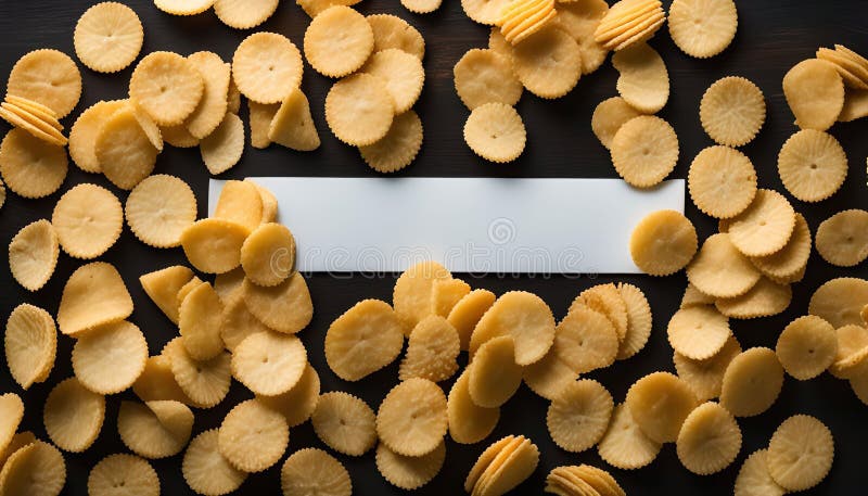 Crispy Round Crackers with Empty Space for Text Stock Illustration ...