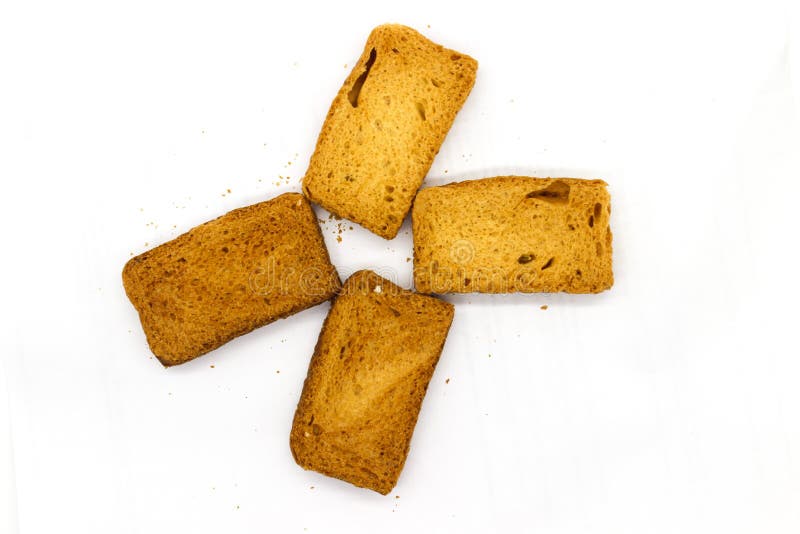 Crispy Rusk on White Background with Selective Focus Stock Photo ...