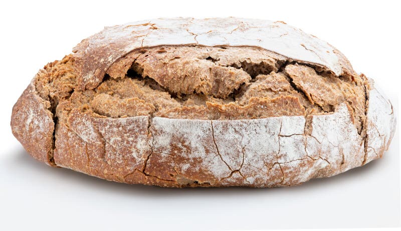 Crispy Rustic Homemade Bread. Side View of Whole Rye Bread. Isolated on ...