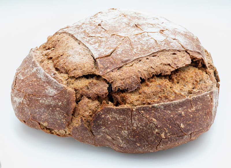 Crispy Rustic Homemade Bread. Side View of Whole Rye Bread. Isolated on ...