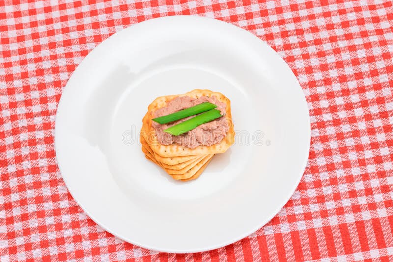 Crispy Salted Cracker Liver Pate Green Onions Stock Photos - Free ...