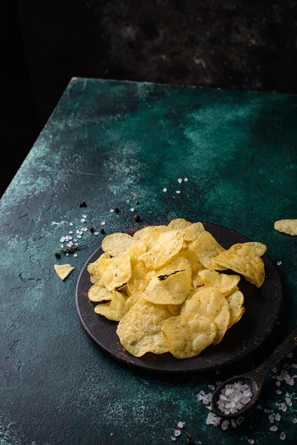 Crispy Salty Homemade Potato Chips Stock Photo - Image of crunchy ...
