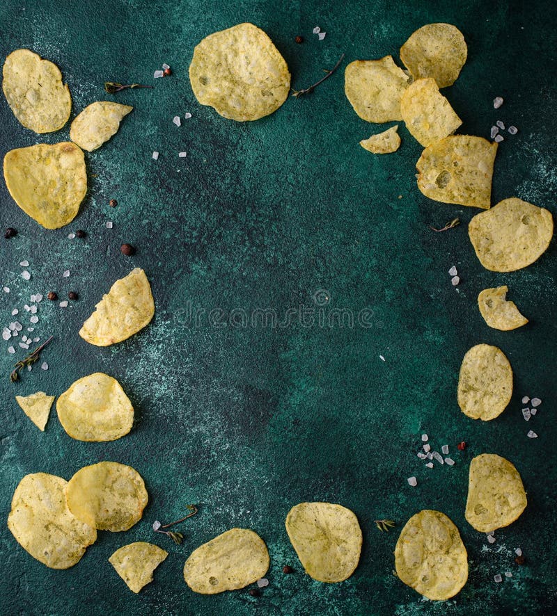 Crispy Salty Homemade Potato Chips Stock Photo - Image of fried, heap ...
