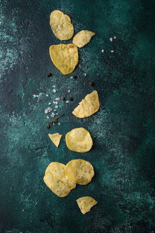 Crispy Salty Homemade Potato Chips Stock Image - Image of crispy ...