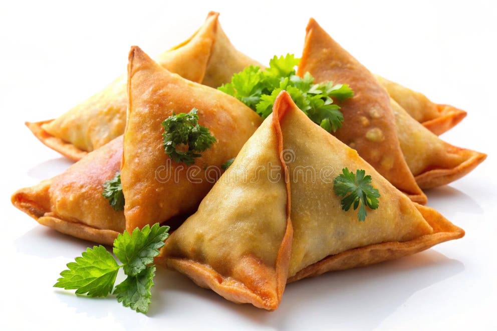 Crispy Samosas Arranged on a White Surface, Highlighting Their Golden ...
