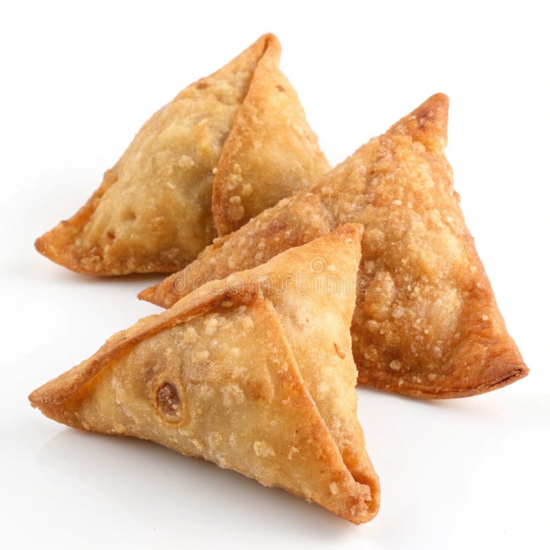 So Crispy Samosas Fried Isolated on White Background Stock Illustration ...