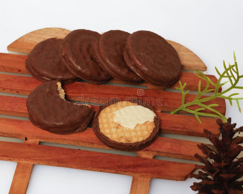 Crispy Sandwich Biscuit with a Thick Layer of Chocolate and Soft ... Crispy Sandwich Biscuit with a Thick Layer of Chocolate and Soft ...
