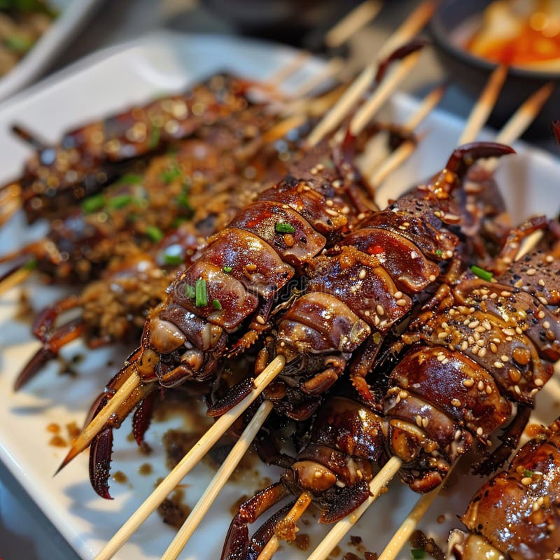 Crispy Scorpions Skewered and Grilled with Thai Seasonings Stock ...