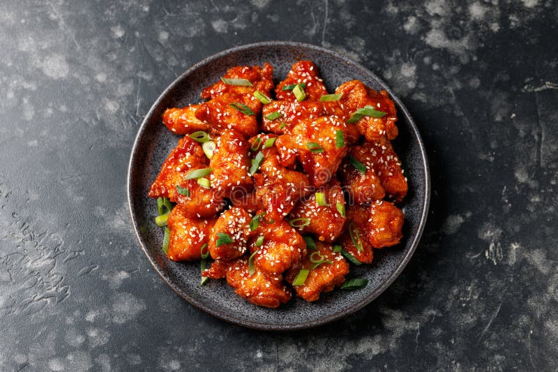 Crispy Sesame Chicken with a Sticky Asian Sauce Stock Image - Image of ...