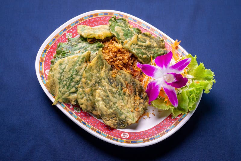 Crispy Shpoo Cha Plu Leaves, Thai Food Stock Image - Image of lunch ...