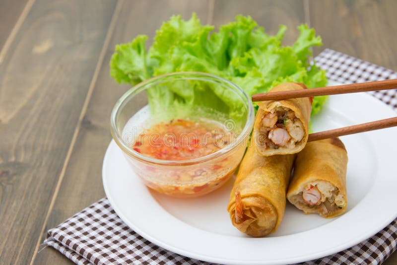 Crispy Shrimp Spring rolls stock image. Image of golden - 77780703