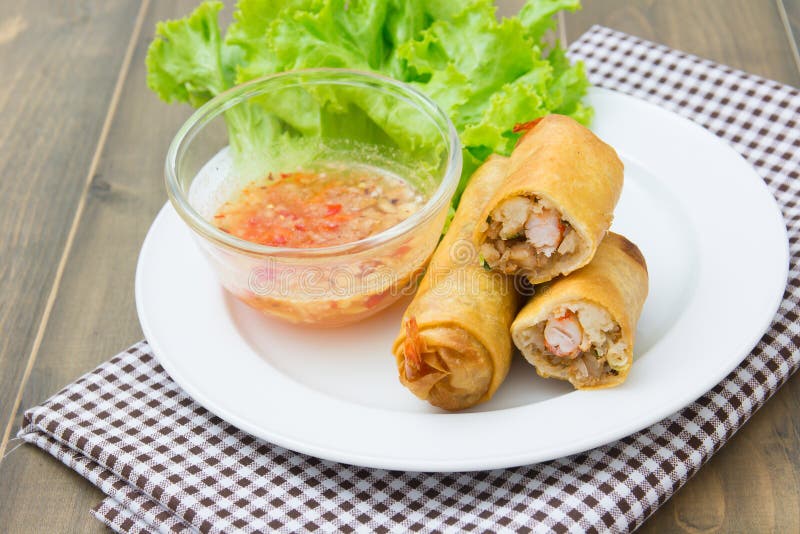 Crispy Shrimp Spring rolls stock image. Image of eggs - 77780641