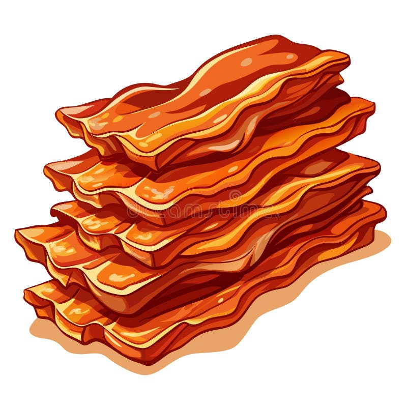 Crispy, Sizzling Bacon Strips Stacked on a White Background, Perfect ...
