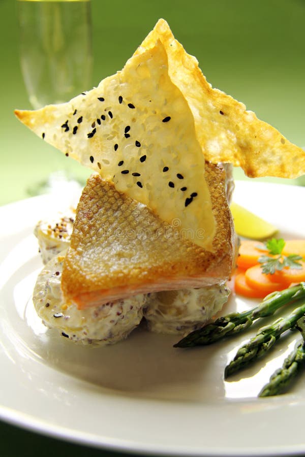 Crispy Skin Salmon stock image. Image of food, pink, nourishment - 13032355