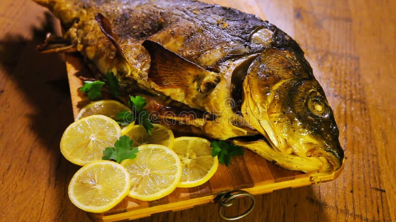 Crispy Skinned Roasted Carp Stock Video - Video of herbs, recipe: 344259057