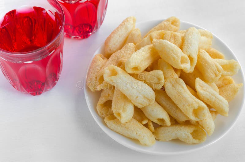 Crispy Snack and Drink for Relaxing Time. Stock Image - Image of ...
