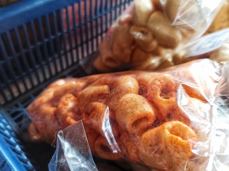 Crispy Snacks Packaged in Plastic at the Market Stock Image - Image of ...