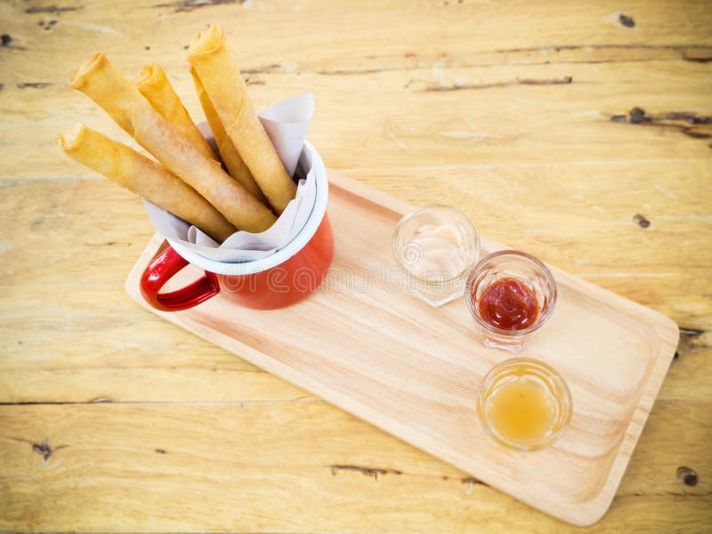 Crispy spring roll stock image. Image of buffet, side - 74645423