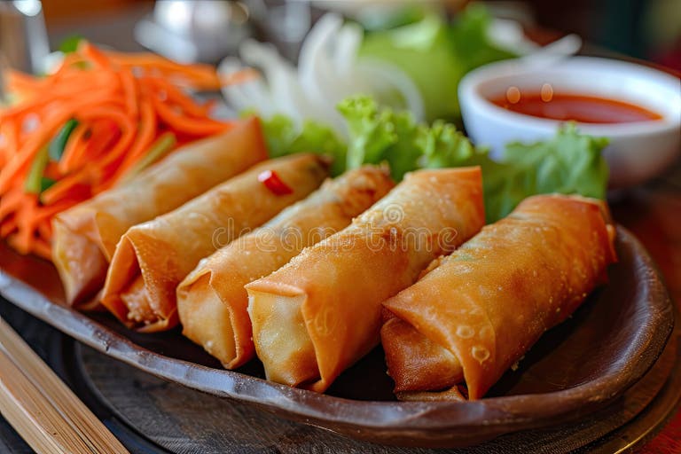 Crispy Spring Rolls Filled with Savory Goodness Stock Illustration ...
