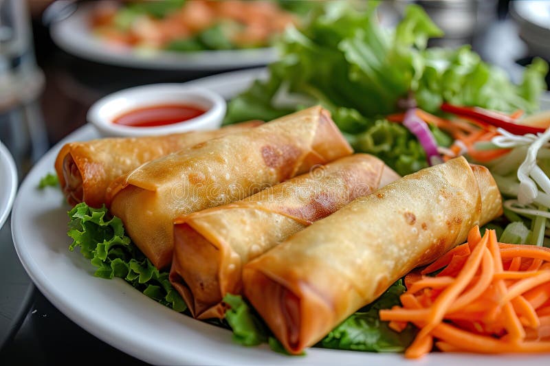 Crispy Spring Rolls Filled with Savory Goodness Stock Illustration ...