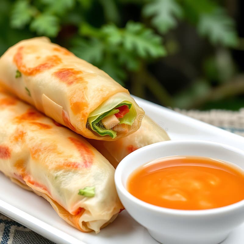 Crispy Spring Rolls Filled with Vegetables and Served with a Tangy ...
