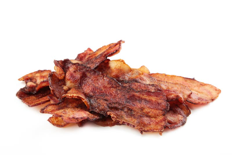 Crispy Strips of Bacon Isolated on White Background Stock Image - Image ...