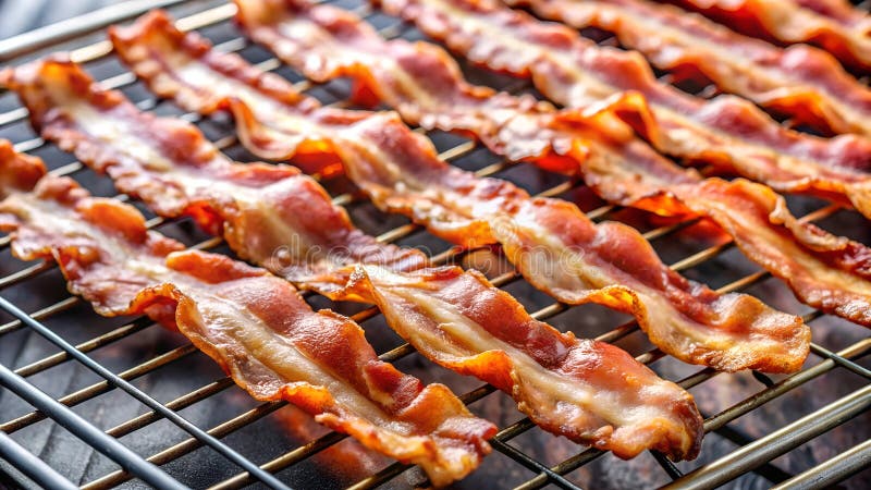 Crispy Strips of Cooked Bacon on a Grill Rack Stock Illustration ...