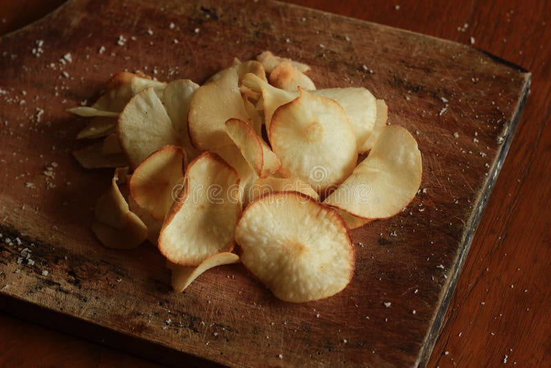 Crispy Tapioca Chips on the Table Stock Image - Image of junk, closeup ...