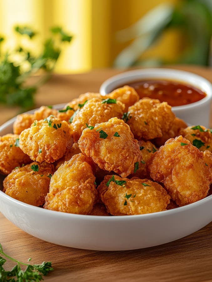 Crispy Tater Tots in a Bowl with Dipping Sauce. Stock Image - Image of ...