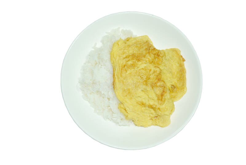 Crispy Thai Egg Omelet Topping on Plain Rice Stock Photo - Image of ...