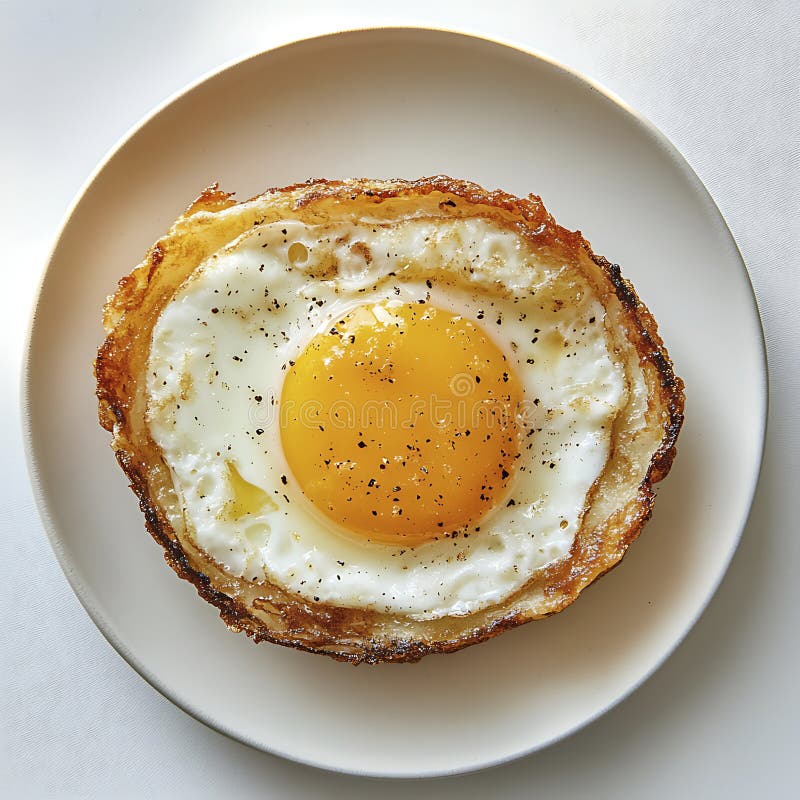 Crispy Thai Fried Egg Runny Yolk White Plate Stock Photos - Free ...