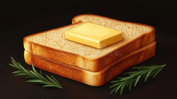 Classic Buttered Toast on Dark Background, Warm Breakfast Dish, Rich ... Classic Buttered Toast on Dark Background, Warm Breakfast Dish, Rich ...