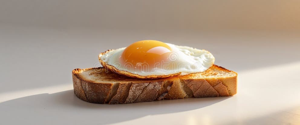 A Crispy Toasted Bread with Half Fry Egg. Stock Photo - Image of sized ...