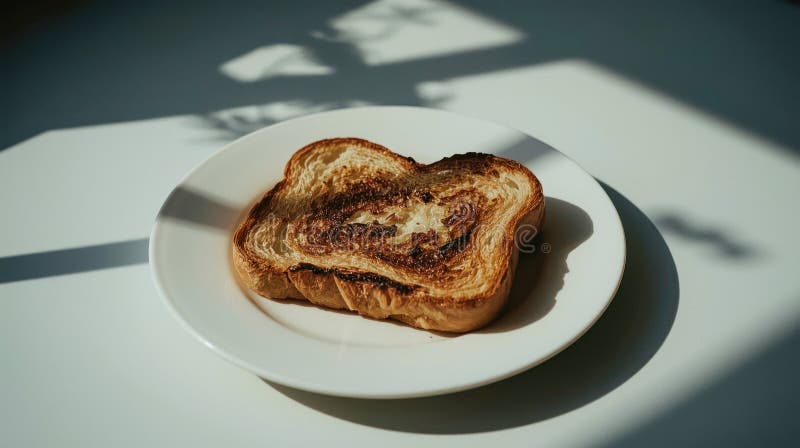 Toasted Bread on a White Plate with Shadow Patterns in the Sunlight ...