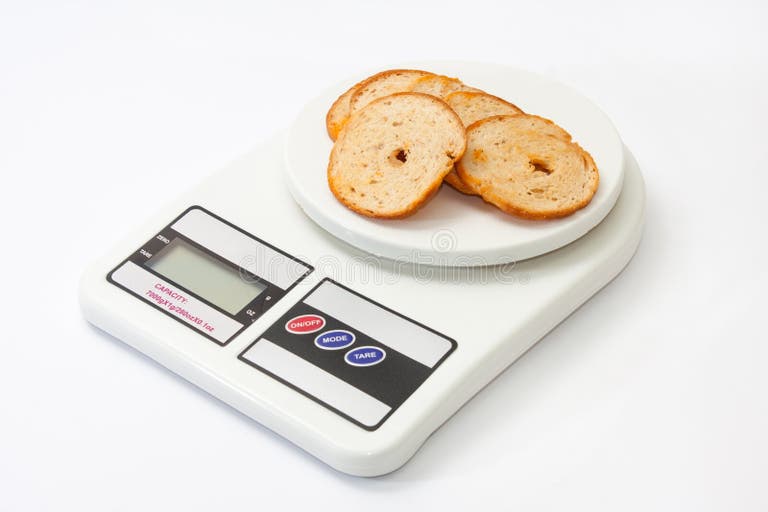 Crispy Toasted Toast on the Kitchen Digital Scale Stock Photo - Image ...