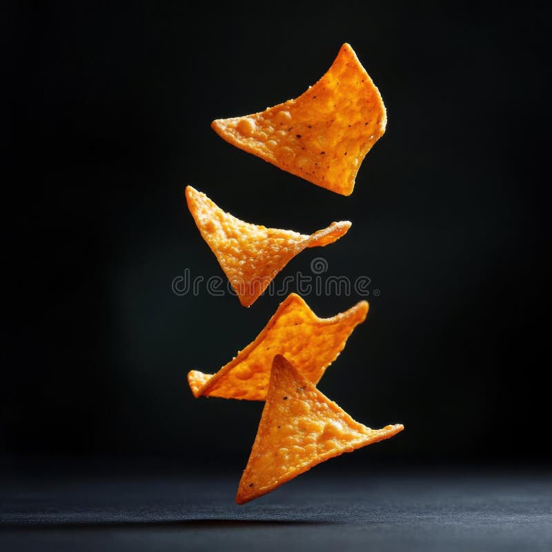 Crispy Tortilla Chips in Air, Falling Snacks Stock Illustration ...