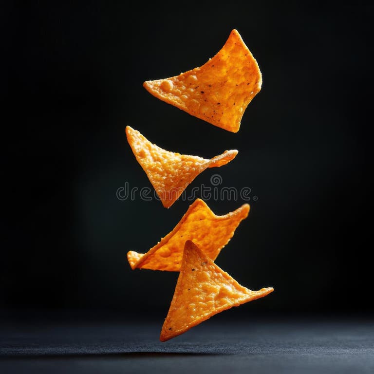 Crispy Tortilla Chips in Air, Falling Snacks Stock Illustration ...