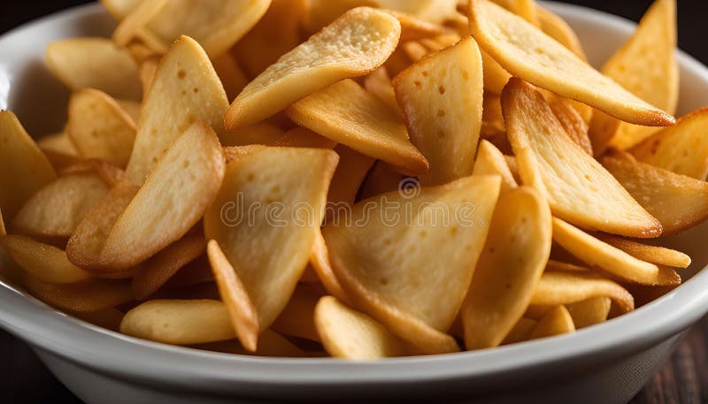 Crispy Triangle Crackers in a White Bowl Stock Illustration ...