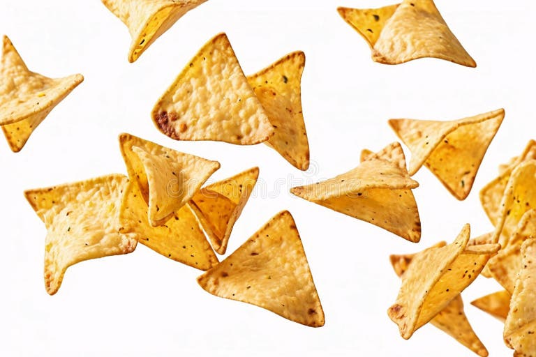 Crispy Triangular Chips Falling in Mid-air Stock Illustration ...